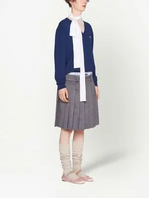 Miu Miu Pleated Wool-velour Skirt