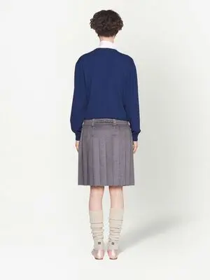 Miu Miu Pleated Wool-velour Skirt