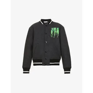 JW Anderson Graphic-embroidered Boxy-fit Wool-blend Varsity Jacket