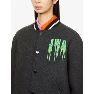 JW Anderson Graphic-embroidered Boxy-fit Wool-blend Varsity Jacket
