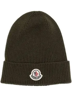 Moncler Logo-patch Beanie - Green