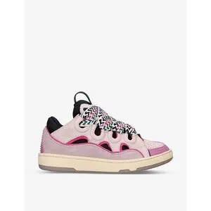LANVIN Curb Leather And Mesh Low-top Trainers Pink Comb