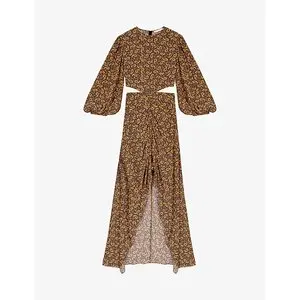 Maje Ricateli Paisley-print Cut-out Woven Maxi Dress