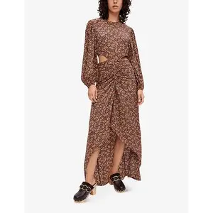 Maje Ricateli Paisley-print Cut-out Woven Maxi Dress