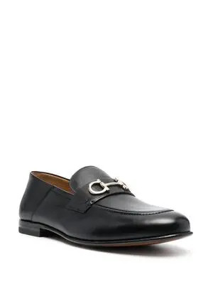 FERRAGAMO Gancini-buckle Leather Loafers - Black