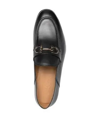 FERRAGAMO Gancini-buckle Leather Loafers - Black