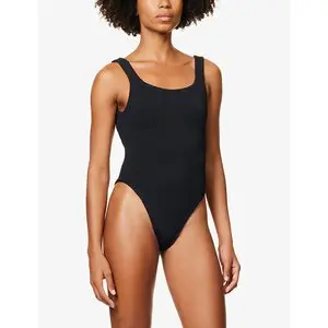 Hunza G Square-neck Seersucker Swimsuit - Black