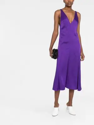 Victoria Beckham Panelled V-neck Midi Dress