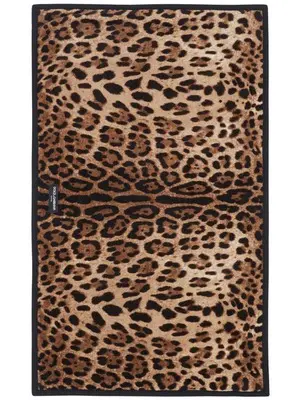 Dolce & Gabbana Leopard-print Cotton Bath Mat - Black