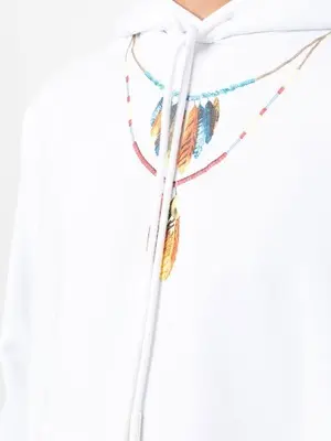COUNTY OF MILAN Marcelo Burlon Feather Print Cotton Hoodie - White