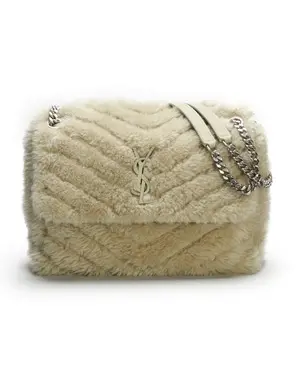 Saint Laurent Niki Medium Ysl Quilted Shearling Shoulder Bag - Sidewalk