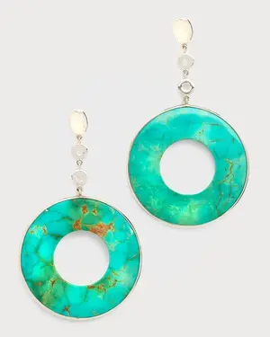 SANALITRO 18k Arizona Turquoise Earrings - White Gold