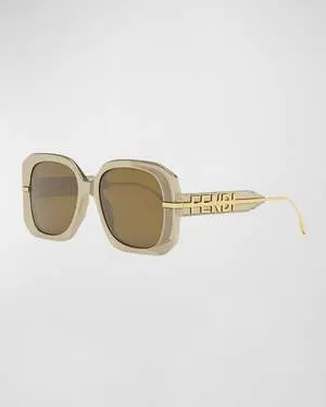 Fendi Fendi Oversized Square Sunglasses Beige Brown