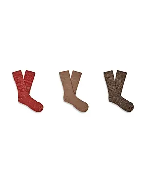 UGG Trey Cozy Ribbed Knit Crew Socks Pack Dark Cherry/allspice/black