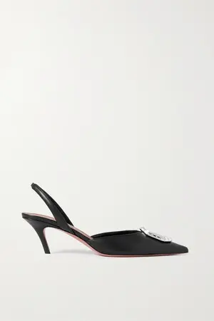 Amina Muaddi Camelia Crystal-embellished Slingback Pumps - Black