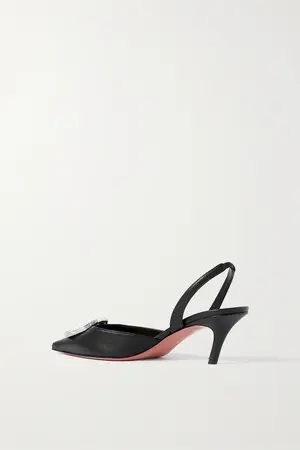 Amina Muaddi Camelia Crystal-embellished Slingback Pumps - Black