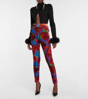 Magda Butrym Floral Velvet Leggings - Multicoloured
