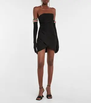 David Koma Moiré Minidress With Embellished Gloves