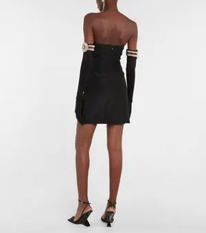 David Koma Moiré Minidress With Embellished Gloves