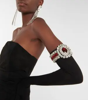 David Koma Moiré Minidress With Embellished Gloves