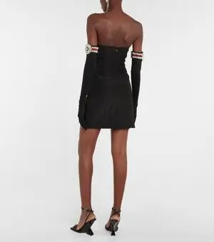 David Koma Moiré Minidress With Embellished Gloves