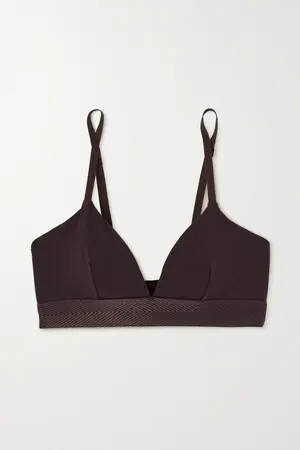CDLP + Net Sustain Stretch-tencel Lyocell Soft-cup Triangle Bra Brown