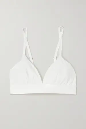 CDLP Net Sustain Stretch-tencel Lyocell Soft-cup Triangle Bra - White