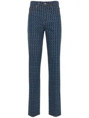 Victoria Beckham Julia Monogram Denim Straight Jeans - Blue