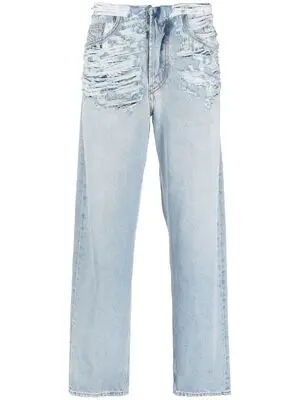 DIESEL® Ripped Straight-leg Jeans