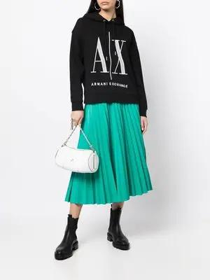 Armani Exchange Logo-embroidered Rib-trimmed Hoodie