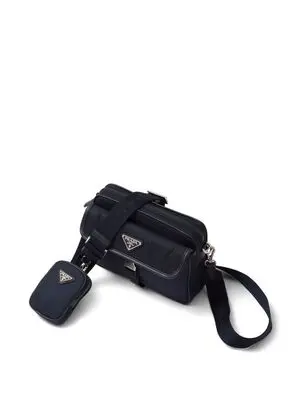Prada Re-nylon And Saffiano Leather Shoulder Bag With Detachable Pouch - Blue