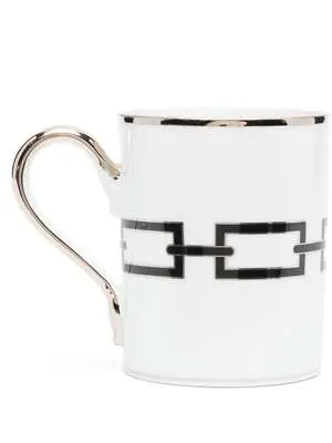 GINORI 1735 Chain-print Porcelain Mug - White