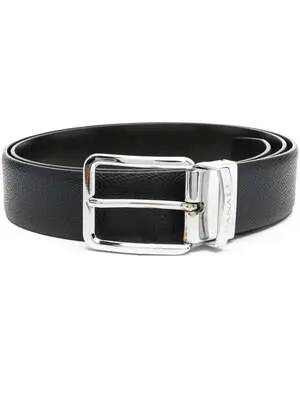 Canali Buckled Leather Belt - Black