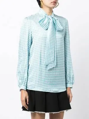 Moschino Houndstooth Satin Blouse