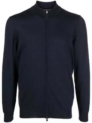 BOSS Fine-knit Zip-up Cardigan - Blue