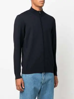 BOSS Fine-knit Zip-up Cardigan - Blue