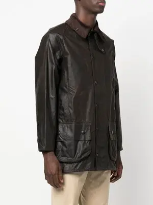 Barbour Waxed Cotton Corduroy Collar Jacket - Brown