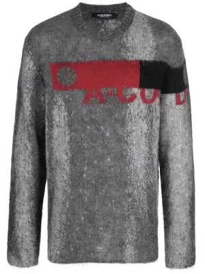 A-COLD-WALL* Sprayed-effect Logo-jacquard Jumper - Grey