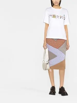 Stella McCartney 3d Stripes Wool Midi Skirt - Brown