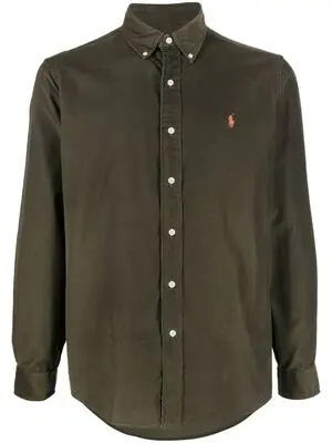 Polo Ralph Lauren Corduroy Embroidered-logo Cotton Shirt - Green