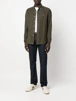 Polo Ralph Lauren Corduroy Embroidered-logo Cotton Shirt - Green