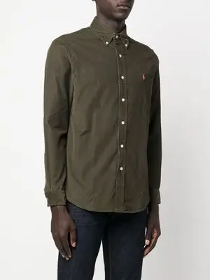Polo Ralph Lauren Corduroy Embroidered-logo Cotton Shirt - Green