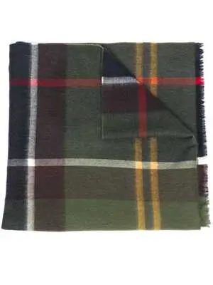 Barbour Tartan-pattern Wool Scarf - Green