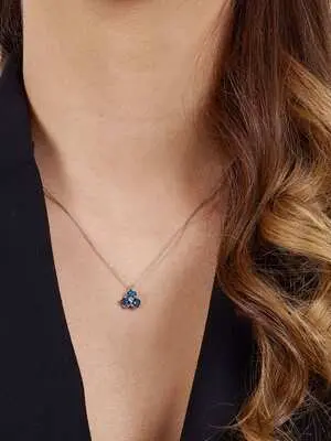LEO PIZZO 18k Yellow Gold Candy Flora Diamond And Sapphire Pendant Necklace - Silver