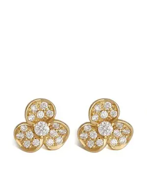 LEO PIZZO 18kt Yellow Diamond Flora Stud Earrings - Gold