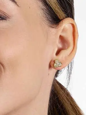 LEO PIZZO 18kt Yellow Diamond Flora Stud Earrings - Gold