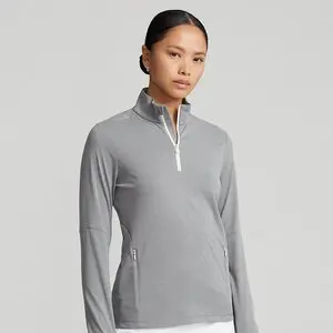Ralph Lauren Stretch Jersey Quarter-zip Pullover - Steel Heather/chic Cream