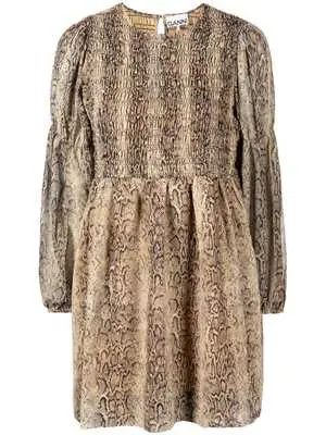 GANNI Snake-print Mini Dress