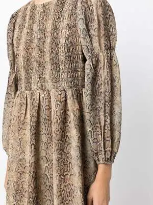 GANNI Snake-print Mini Dress