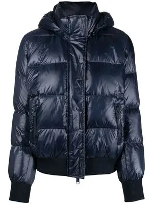 ジャケット・アウター ARMANI COLLEZIONI puffer jacket navy Armani Exchange Logo-Patch Puffer Jacket - Blue | Editorialist